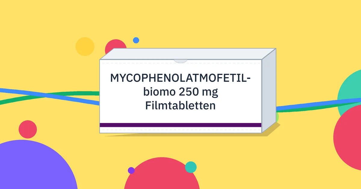 Symbolbild: Packung mit der Aufschrift MYCOPHENOLATMOFETIL-biomo 250 mg Filmtabletten (PZN 09207814) – Verfügbarkeit und Bezug in Apotheken in Frankfurt am Main