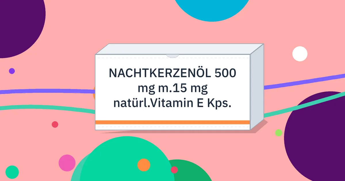 Symbolbild: Packung mit der Aufschrift NACHTKERZENÖL 500 mg m.15 mg natürl.Vitamin E Kps. (PZN 15875968) – Verfügbarkeit und Bezug in Apotheken in Frankfurt am Main
