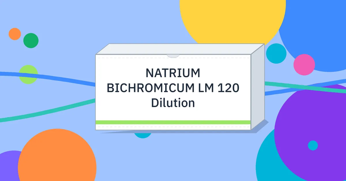 Symbolbild: Packung mit der Aufschrift NATRIUM BICHROMICUM LM 120 Dilution (PZN 12961070) – Verfügbarkeit und Bezug in Apotheken in Frankfurt am Main