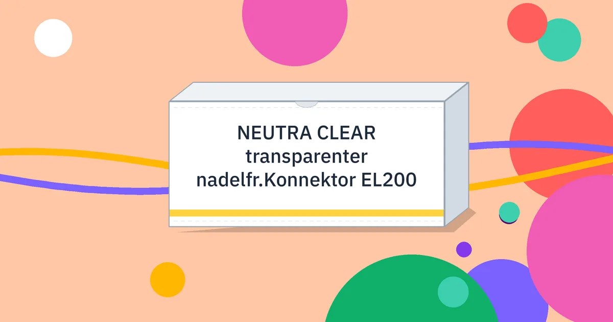 Symbolbild: Packung mit der Aufschrift NEUTRA CLEAR transparenter nadelfr.Konnektor EL200 (PZN 11183104) – Verfügbarkeit und Bezug in Apotheken in Frankfurt am Main