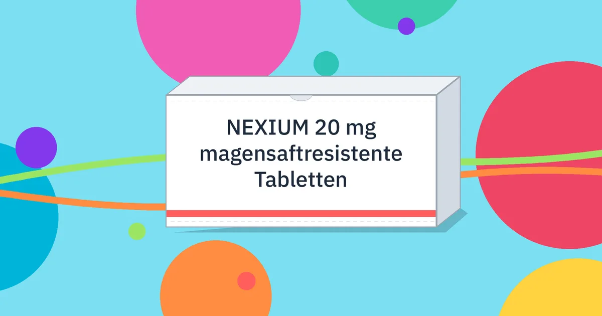 Symbolbild: Packung mit der Aufschrift NEXIUM 20 mg magensaftresistente Tabletten (PZN 09713210) – Verfügbarkeit und Bezug in Apotheken in Frankfurt am Main