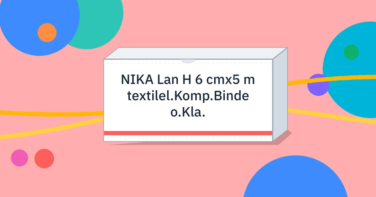 Symbolbild: Packung mit der Aufschrift NIKA Lan H 6 cmx5 m textilel.Komp.Binde o.Kla. (PZN 18171328) – Verfügbarkeit und Bezug in Apotheken in Frankfurt am Main