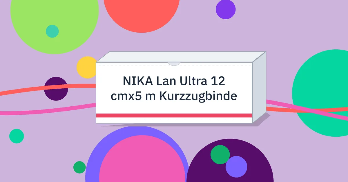 Symbolbild: Packung mit der Aufschrift NIKA Lan Ultra 12 cmx5 m Kurzzugbinde (PZN 18171469) – Verfügbarkeit und Bezug in Apotheken in Frankfurt am Main