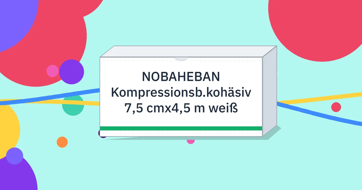 Symbolbild: Packung mit der Aufschrift NOBAHEBAN Kompressionsb.kohäsiv 7,5 cmx4,5 m weiß (PZN 16028928) – Verfügbarkeit und Bezug in Apotheken in Frankfurt am Main