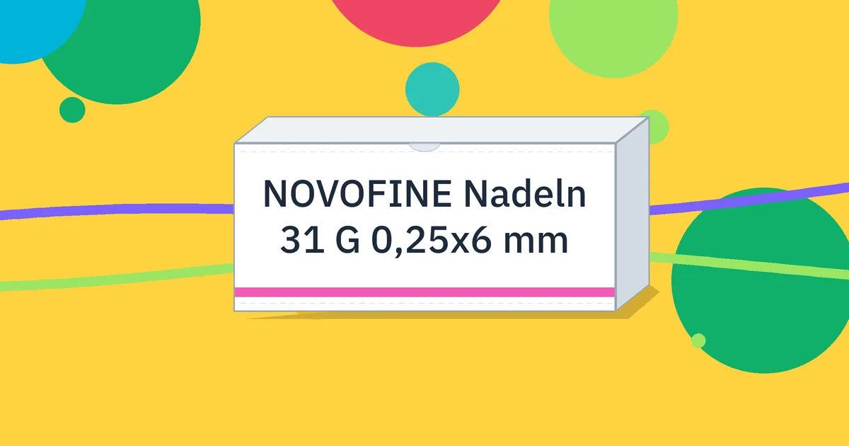 Symbolbild: Packung mit der Aufschrift NOVOFINE Nadeln 31 G 0,25x6 mm (PZN 18401426) – Verfügbarkeit und Bezug in Apotheken in Frankfurt am Main