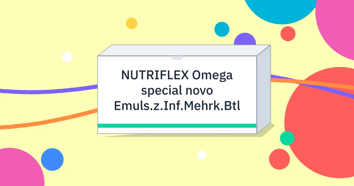 Symbolbild: Packung mit der Aufschrift NUTRIFLEX Omega special novo Emuls.z.Inf.Mehrk.Btl (PZN 13872612) – Verfügbarkeit und Bezug in Apotheken in Frankfurt am Main