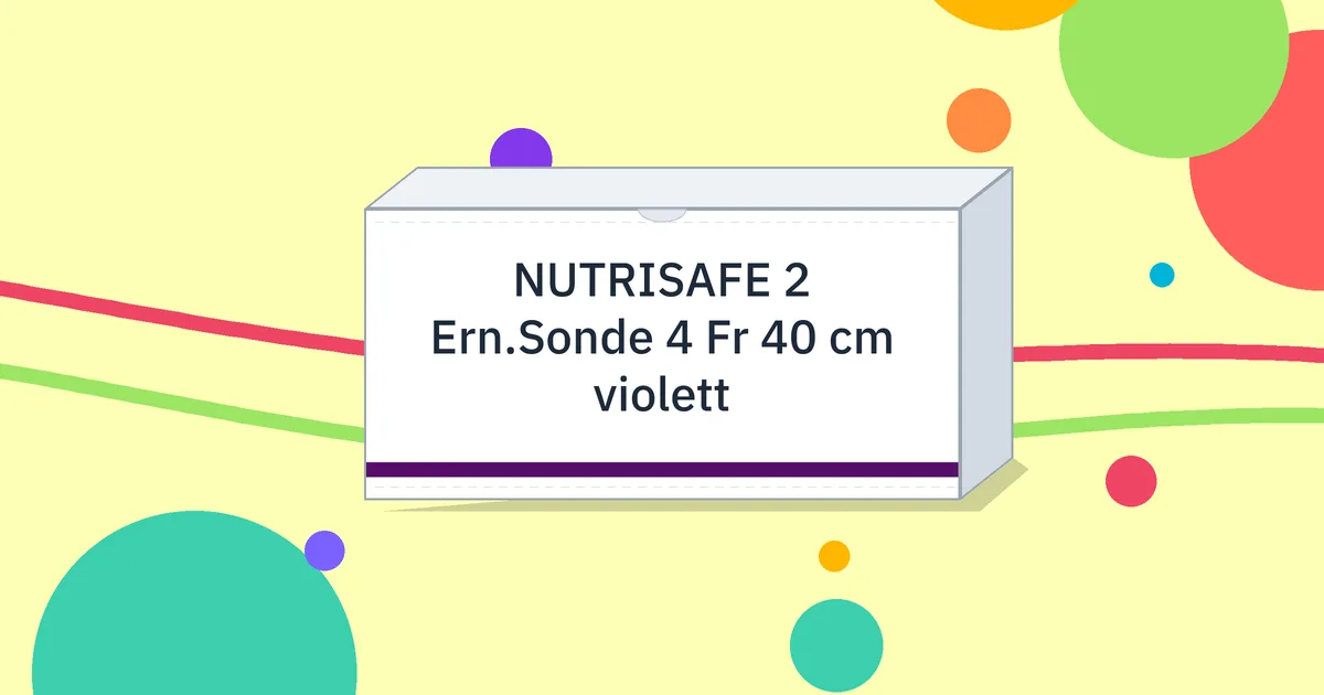 Symbolbild: Packung mit der Aufschrift NUTRISAFE 2 Ern.Sonde 4 Fr 40 cm violett (PZN 12907389) – Verfügbarkeit und Bezug in Apotheken in Frankfurt am Main