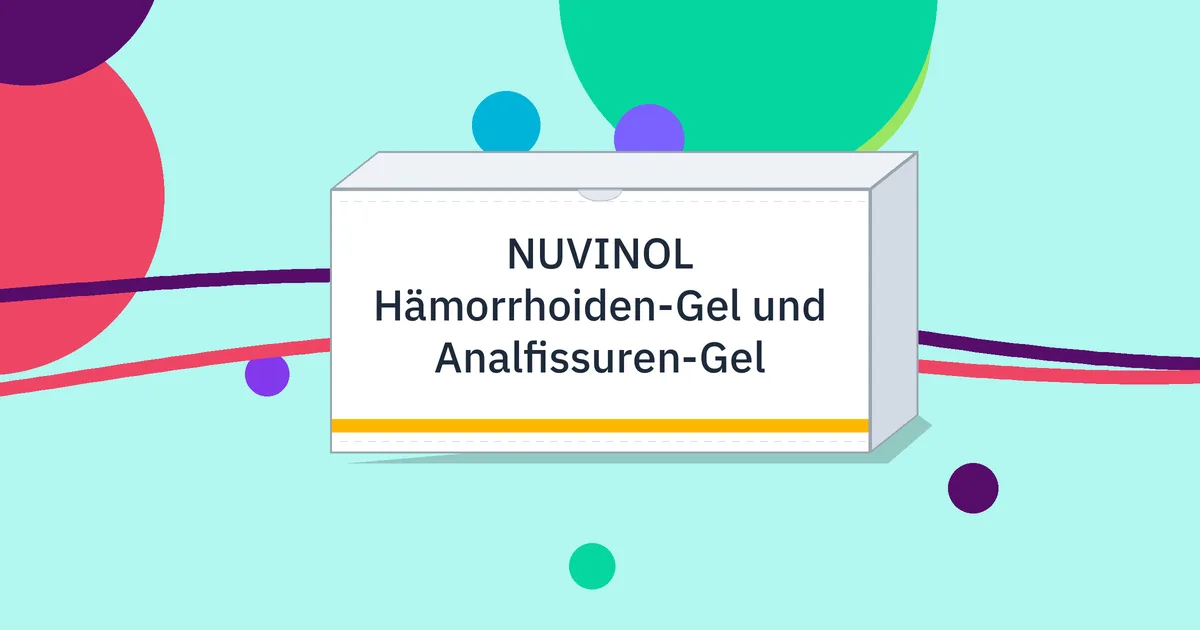 Symbolbild: Packung mit der Aufschrift NUVINOL Hämorrhoiden-Gel und Analfissuren-Gel (PZN 19681706) – Verfügbarkeit und Bezug in Apotheken in Frankfurt am Main