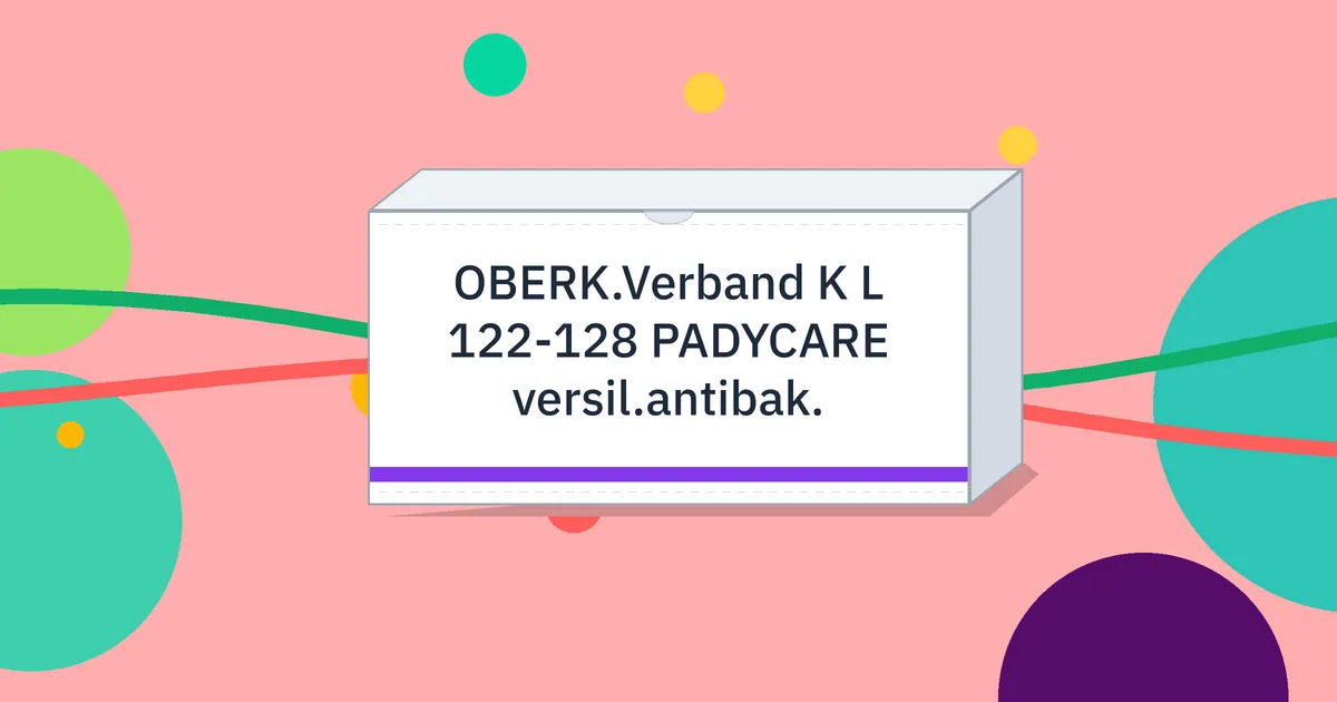 Symbolbild: Packung mit der Aufschrift OBERK.Verband K L 122-128 PADYCARE versil.antibak. (PZN 10938635) – Verfügbarkeit und Bezug in Apotheken in Frankfurt am Main