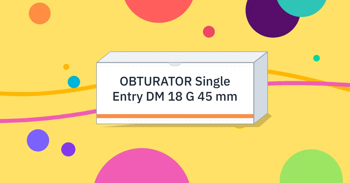 Symbolbild: Packung mit der Aufschrift OBTURATOR Single Entry DM 18 G 45 mm (PZN 08851938) – Verfügbarkeit und Bezug in Apotheken in Frankfurt am Main