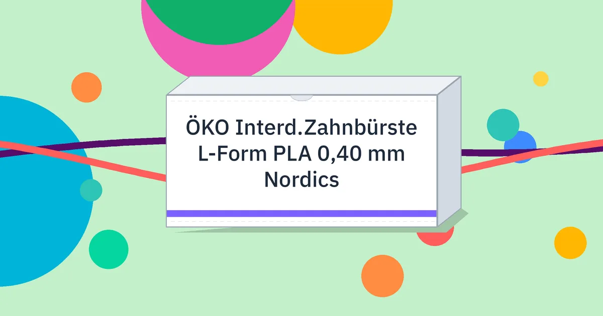 Symbolbild: Packung mit der Aufschrift ÖKO Interd.Zahnbürste L-Form PLA 0,40 mm Nordics (PZN 18054108) – Verfügbarkeit und Bezug in Apotheken in Frankfurt am Main