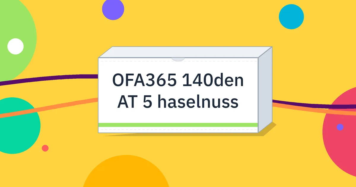 Symbolbild: Packung mit der Aufschrift OFA365 140den AT 5 haselnuss (PZN 16723373) – Verfügbarkeit und Bezug in Apotheken in Frankfurt am Main