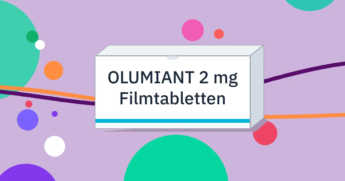 Symbolbild: Packung mit der Aufschrift OLUMIANT 2 mg Filmtabletten (PZN 14356628) – Verfügbarkeit und Bezug in Apotheken in Frankfurt am Main