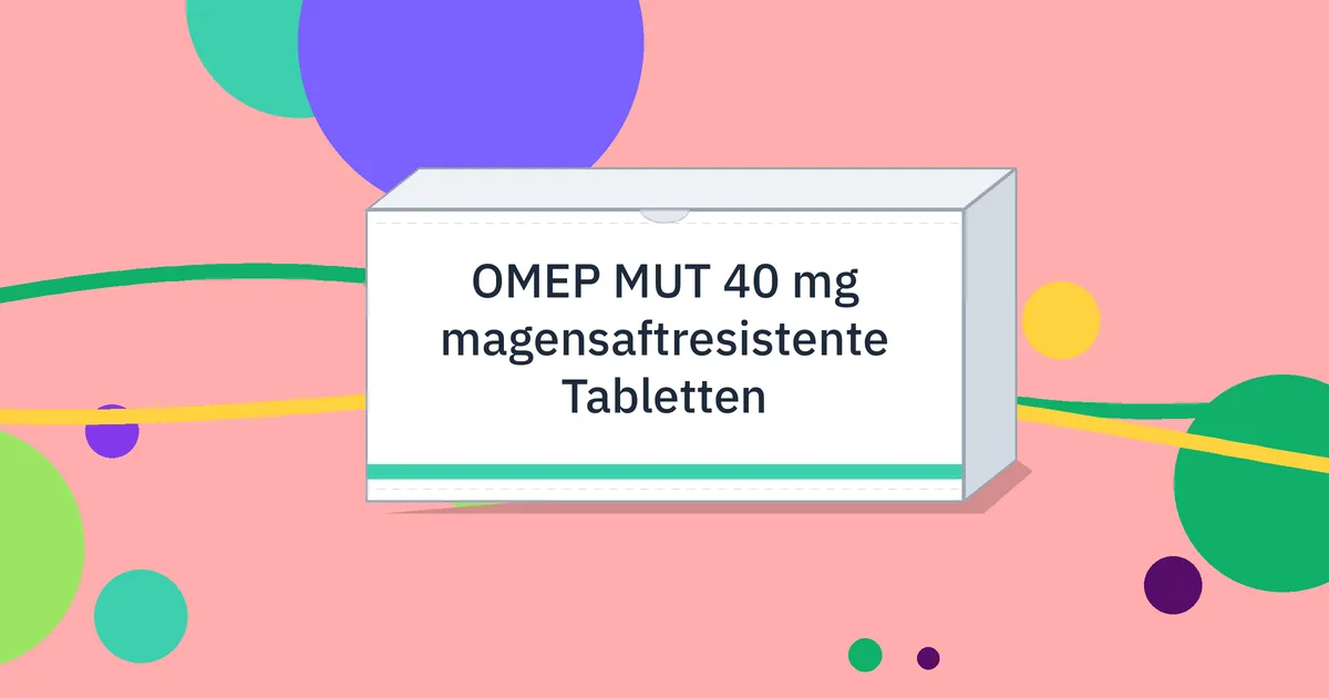 Symbolbild: Packung mit der Aufschrift OMEP MUT 40 mg magensaftresistente Tabletten (PZN 06766364) – Verfügbarkeit und Bezug in Apotheken in Frankfurt am Main