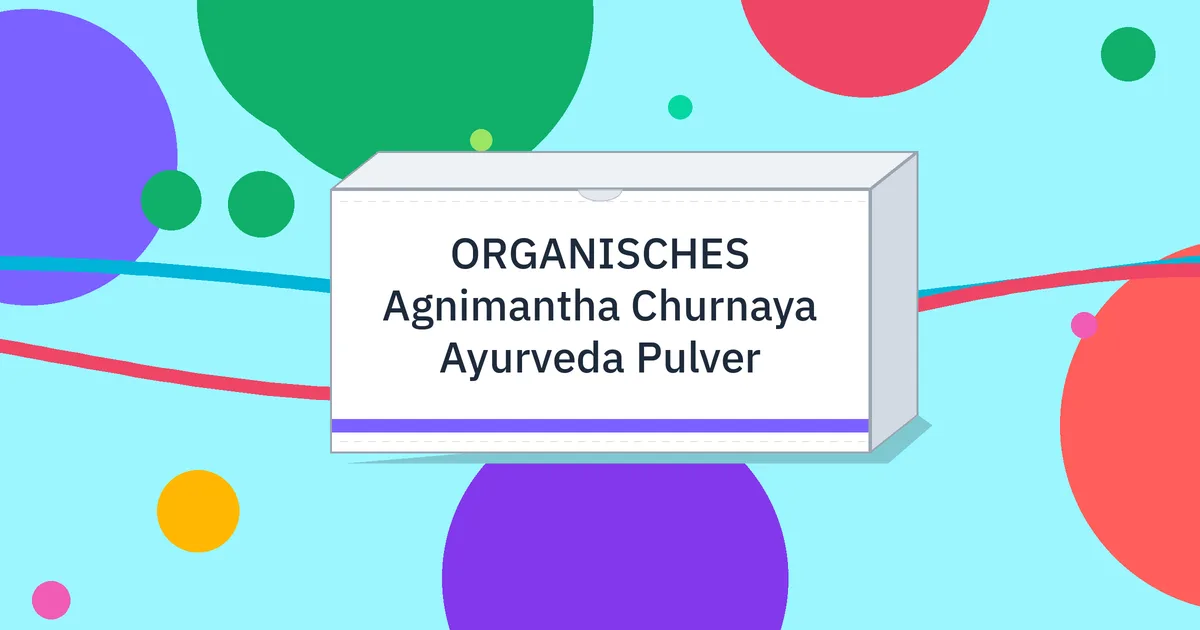 Symbolbild: Packung mit der Aufschrift ORGANISCHES Agnimantha Churnaya Ayurveda Pulver (PZN 18911009) – Verfügbarkeit und Bezug in Apotheken in Frankfurt am Main