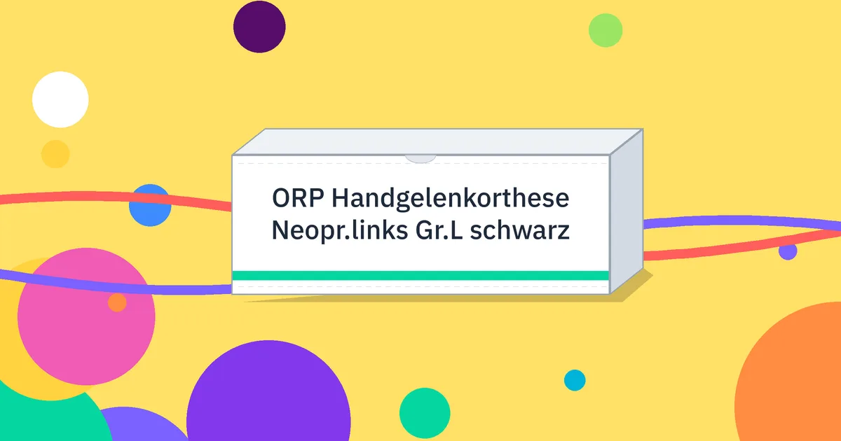 Symbolbild: Packung mit der Aufschrift ORP Handgelenkorthese Neopr.links Gr.L schwarz (PZN 04901415) – Verfügbarkeit und Bezug in Apotheken in Frankfurt am Main