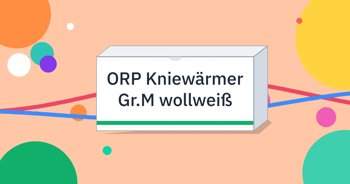 Symbolbild: Packung mit der Aufschrift ORP Kniewärmer Gr.M wollweiß (PZN 04901941) – Verfügbarkeit und Bezug in Apotheken in Frankfurt am Main