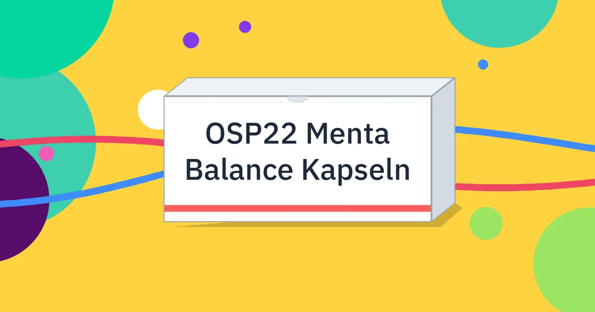Symbolbild: Packung mit der Aufschrift OSP22 Menta Balance Kapseln (PZN 14386434) – Verfügbarkeit und Bezug in Apotheken in Frankfurt am Main