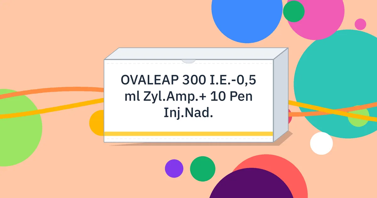 Symbolbild: Packung mit der Aufschrift OVALEAP 300 I.E.-0,5 ml Zyl.Amp.+ 10 Pen Inj.Nad. (PZN 14274273) – Verfügbarkeit und Bezug in Apotheken in Frankfurt am Main