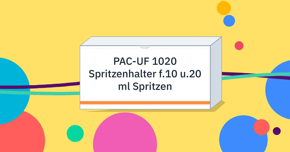 Symbolbild: Packung mit der Aufschrift PAC-UF 1020 Spritzenhalter f.10 u.20 ml Spritzen (PZN 17926753) – Verfügbarkeit und Bezug in Apotheken in Frankfurt am Main