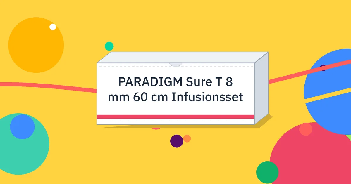 Symbolbild: Packung mit der Aufschrift PARADIGM Sure T 8 mm 60 cm Infusionsset (PZN 00497555) – Verfügbarkeit und Bezug in Apotheken in Frankfurt am Main