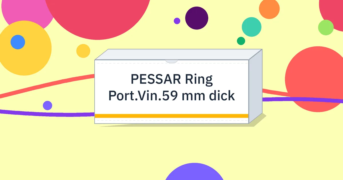 Symbolbild: Packung mit der Aufschrift PESSAR Ring Port.Vin.59 mm dick (PZN 01967402) – Verfügbarkeit und Bezug in Apotheken in Frankfurt am Main
