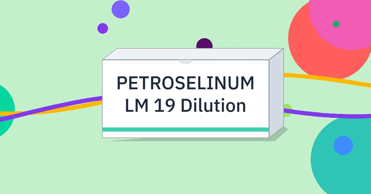 Symbolbild: Packung mit der Aufschrift PETROSELINUM LM 19 Dilution (PZN 13636099) – Verfügbarkeit und Bezug in Apotheken in Frankfurt am Main