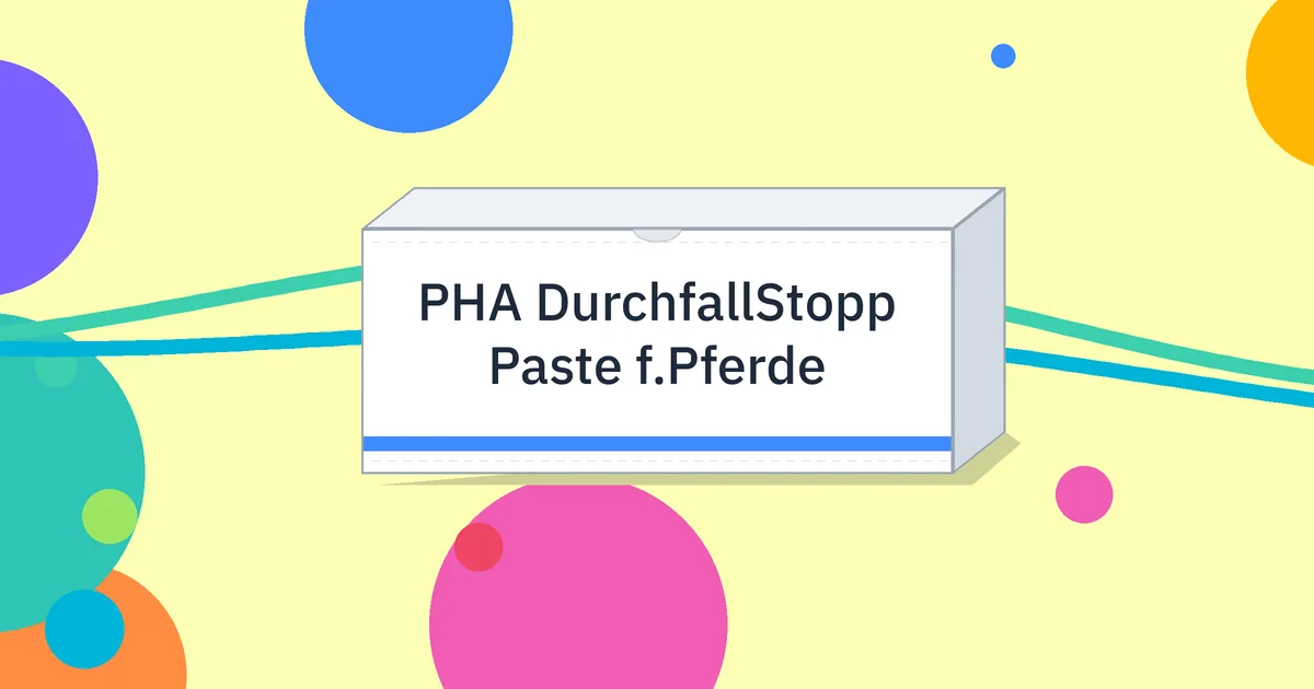 Symbolbild: Packung mit der Aufschrift PHA DurchfallStopp Paste f.Pferde (PZN 15612200) – Verfügbarkeit und Bezug in Apotheken in Frankfurt am Main