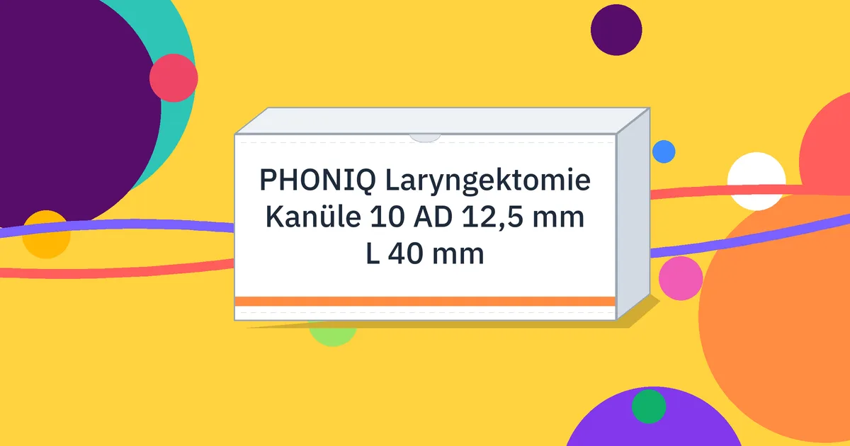 Symbolbild: Packung mit der Aufschrift PHONIQ Laryngektomie Kanüle 10 AD 12,5 mm L 40 mm (PZN 17381733) – Verfügbarkeit und Bezug in Apotheken in Frankfurt am Main