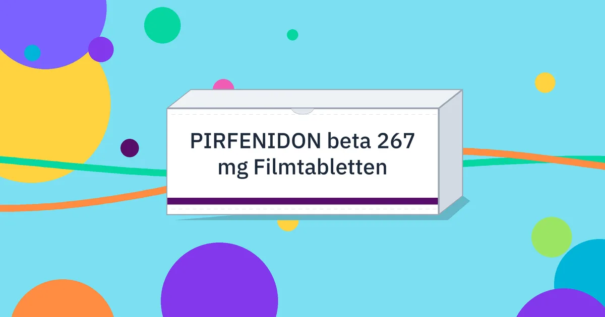 Symbolbild: Packung mit der Aufschrift PIRFENIDON beta 267 mg Filmtabletten (PZN 17884960) – Verfügbarkeit und Bezug in Apotheken in Frankfurt am Main