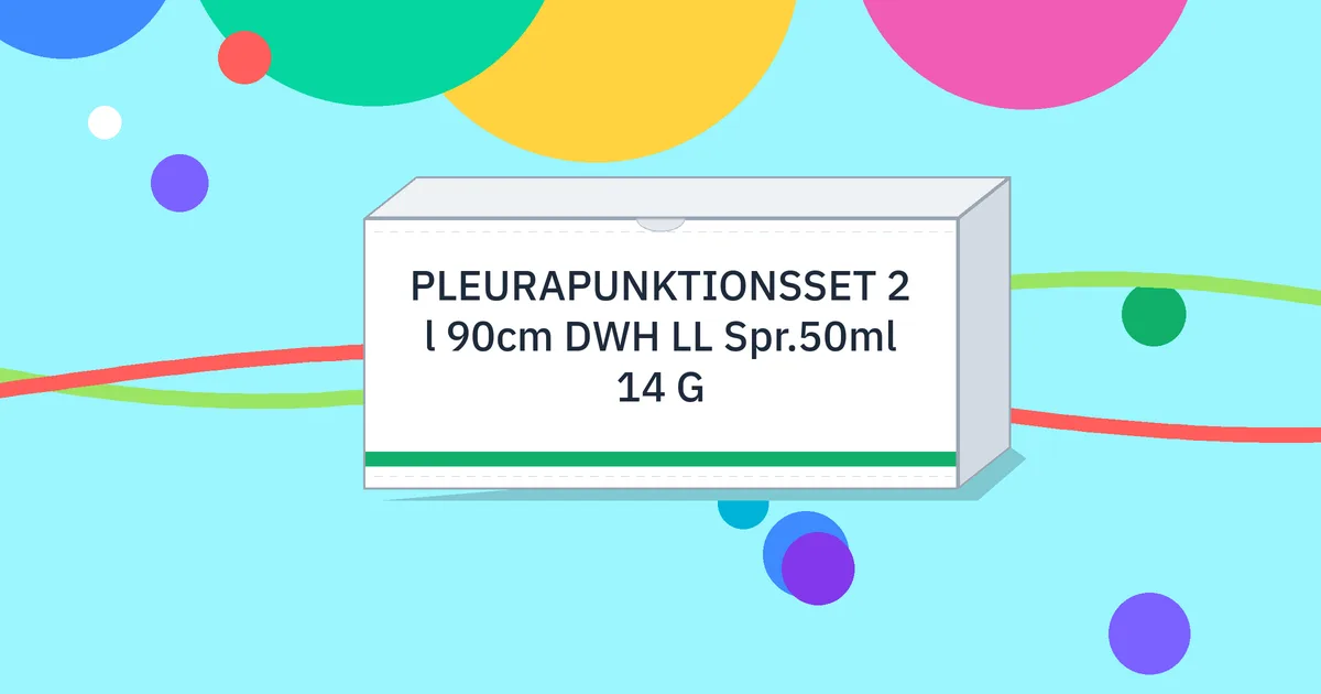 Symbolbild: Packung mit der Aufschrift PLEURAPUNKTIONSSET 2 l 90cm DWH LL Spr.50ml 14 G (PZN 17484309) – Verfügbarkeit und Bezug in Apotheken in Frankfurt am Main