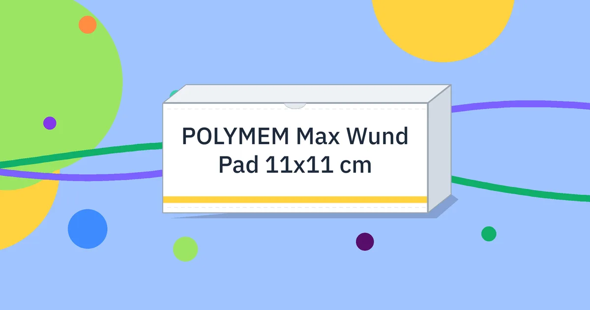 Symbolbild: Packung mit der Aufschrift POLYMEM Max Wund Pad 11x11 cm (PZN 03367876) – Verfügbarkeit und Bezug in Apotheken in Frankfurt am Main