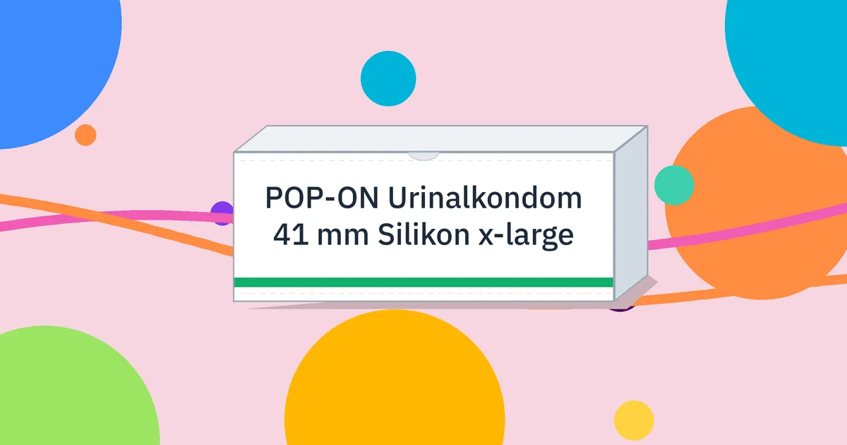 Symbolbild: Packung mit der Aufschrift POP-ON Urinalkondom 41 mm Silikon x-large (PZN 11136719) – Verfügbarkeit und Bezug in Apotheken in Frankfurt am Main