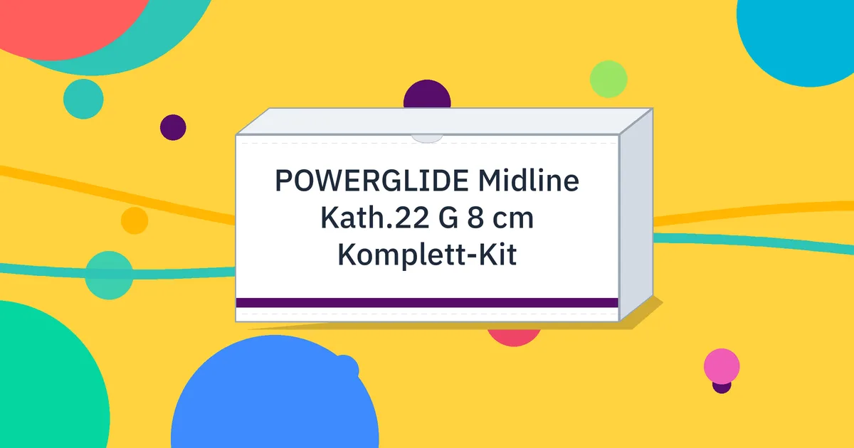 Symbolbild: Packung mit der Aufschrift POWERGLIDE Midline Kath.22 G 8 cm Komplett-Kit (PZN 12777946) – Verfügbarkeit und Bezug in Apotheken in Frankfurt am Main