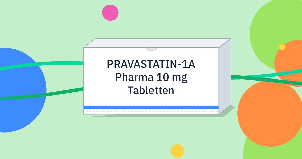 Symbolbild: Packung mit der Aufschrift PRAVASTATIN-1A Pharma 10 mg Tabletten (PZN 03417901) – Verfügbarkeit und Bezug in Apotheken in Frankfurt am Main