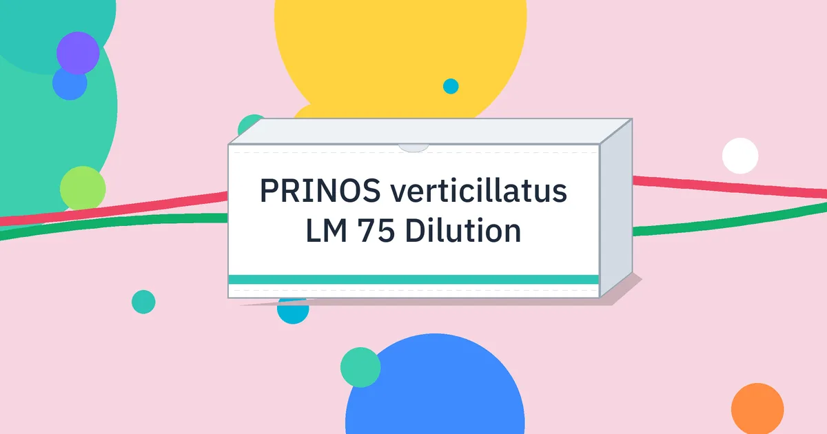 Symbolbild: Packung mit der Aufschrift PRINOS verticillatus LM 75 Dilution (PZN 13668231) – Verfügbarkeit und Bezug in Apotheken in Frankfurt am Main