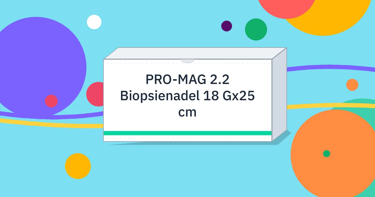 Symbolbild: Packung mit der Aufschrift PRO-MAG 2.2 Biopsienadel 18 Gx25 cm (PZN 06768475) – Verfügbarkeit und Bezug in Apotheken in Frankfurt am Main