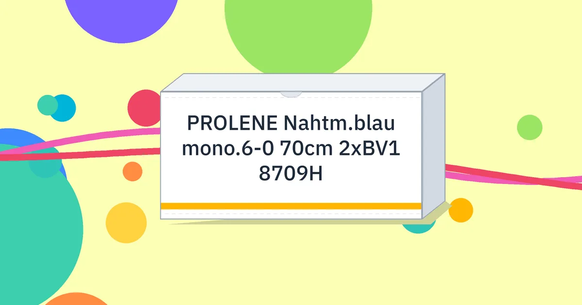 Symbolbild: Packung mit der Aufschrift PROLENE Nahtm.blau mono.6-0 70cm 2xBV1 8709H (PZN 20918421) – Verfügbarkeit und Bezug in Apotheken in Frankfurt am Main