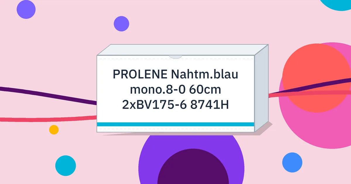 Symbolbild: Packung mit der Aufschrift PROLENE Nahtm.blau mono.8-0 60cm 2xBV175-6 8741H (PZN 20855548) – Verfügbarkeit und Bezug in Apotheken in Frankfurt am Main