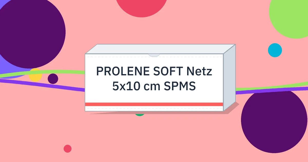 Symbolbild: Packung mit der Aufschrift PROLENE SOFT Netz 5x10 cm SPMS (PZN 20891314) – Verfügbarkeit und Bezug in Apotheken in Frankfurt am Main