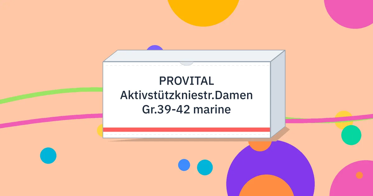 Symbolbild: Packung mit der Aufschrift PROVITAL Aktivstützkniestr.Damen Gr.39-42 marine (PZN 20701584) – Verfügbarkeit und Bezug in Apotheken in Frankfurt am Main