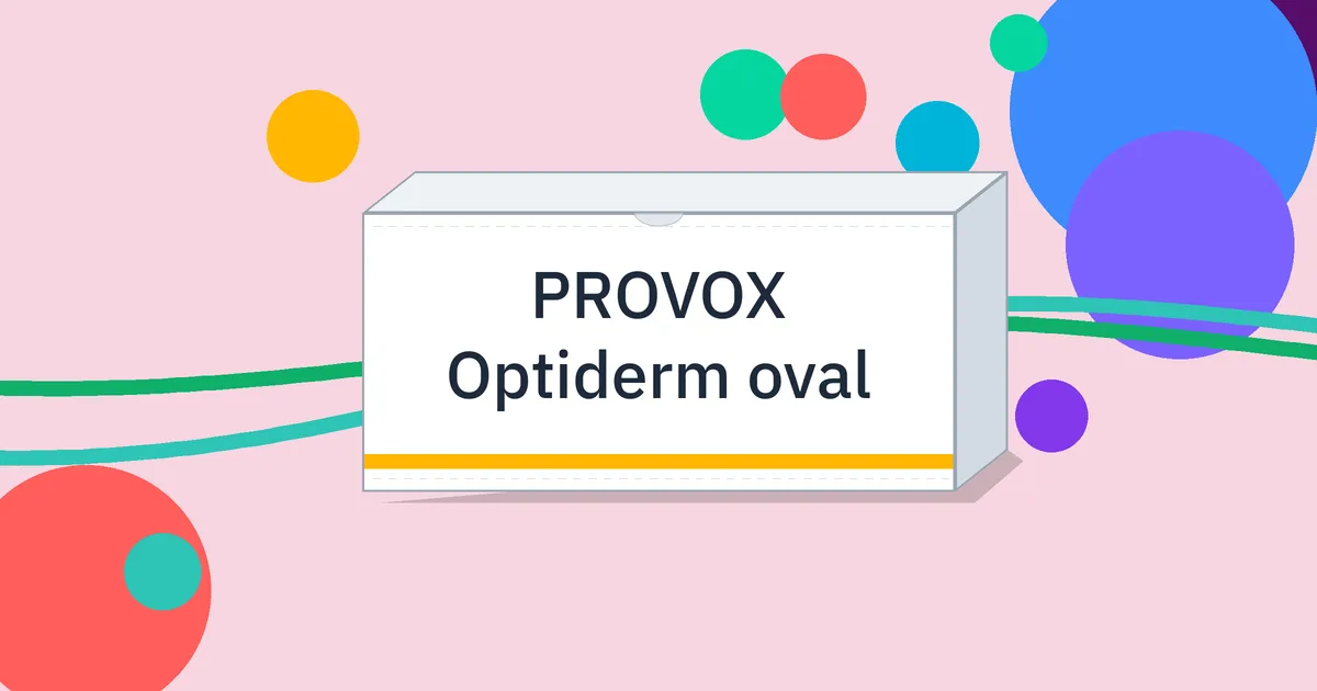 Symbolbild: Packung mit der Aufschrift PROVOX Optiderm oval (PZN 08729982) – Verfügbarkeit und Bezug in Apotheken in Frankfurt am Main
