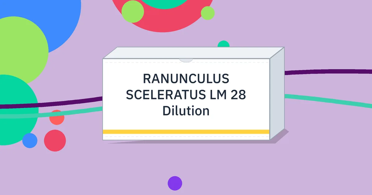 Symbolbild: Packung mit der Aufschrift RANUNCULUS SCELERATUS LM 28 Dilution (PZN 13676437) – Verfügbarkeit und Bezug in Apotheken in Frankfurt am Main