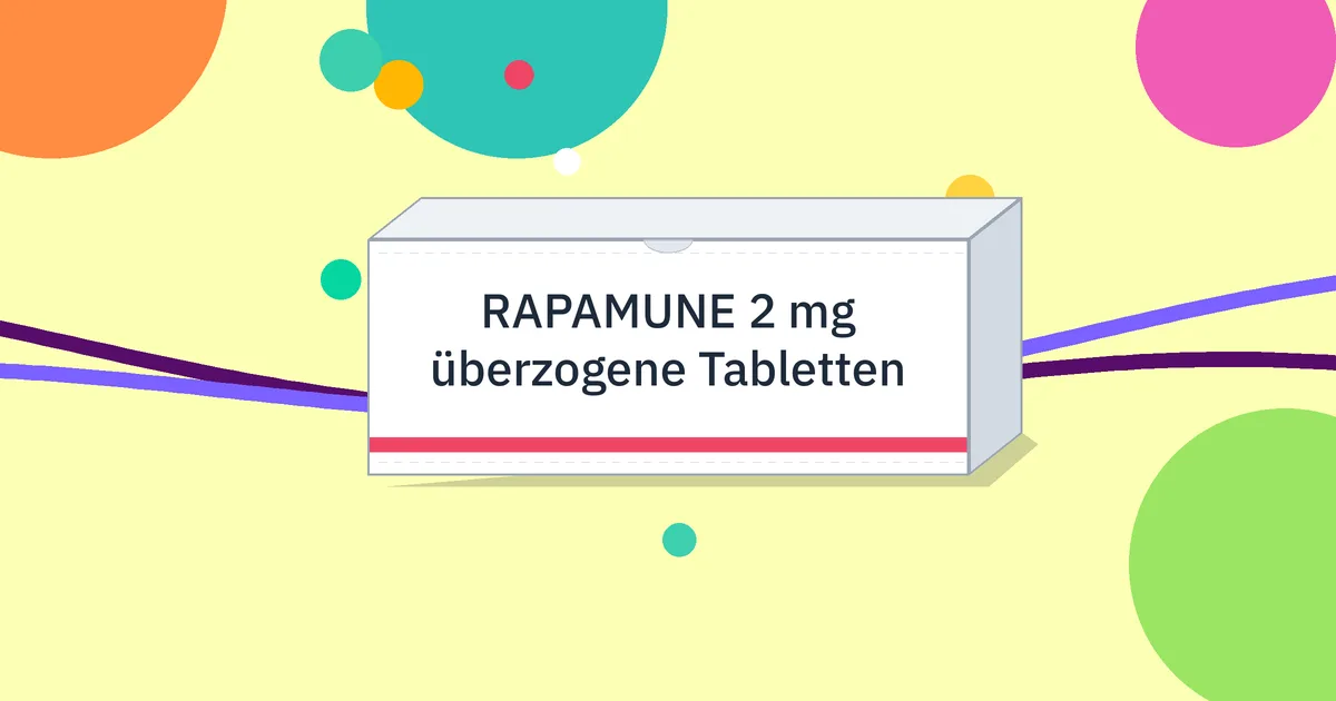 Symbolbild: Packung mit der Aufschrift RAPAMUNE 2 mg überzogene Tabletten (PZN 01039292) – Verfügbarkeit und Bezug in Apotheken in Frankfurt am Main