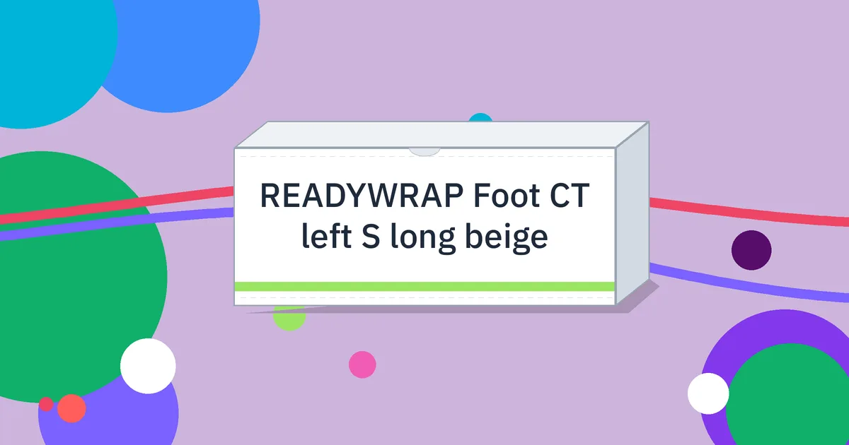 Symbolbild: Packung mit der Aufschrift READYWRAP Foot CT left S long beige (PZN 18008841) – Verfügbarkeit und Bezug in Apotheken in Frankfurt am Main
