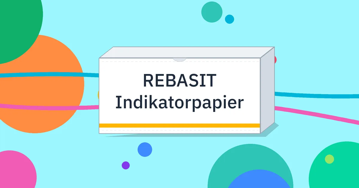 Symbolbild: Packung mit der Aufschrift REBASIT Indikatorpapier (PZN 03434331) – Verfügbarkeit und Bezug in Apotheken in Frankfurt am Main