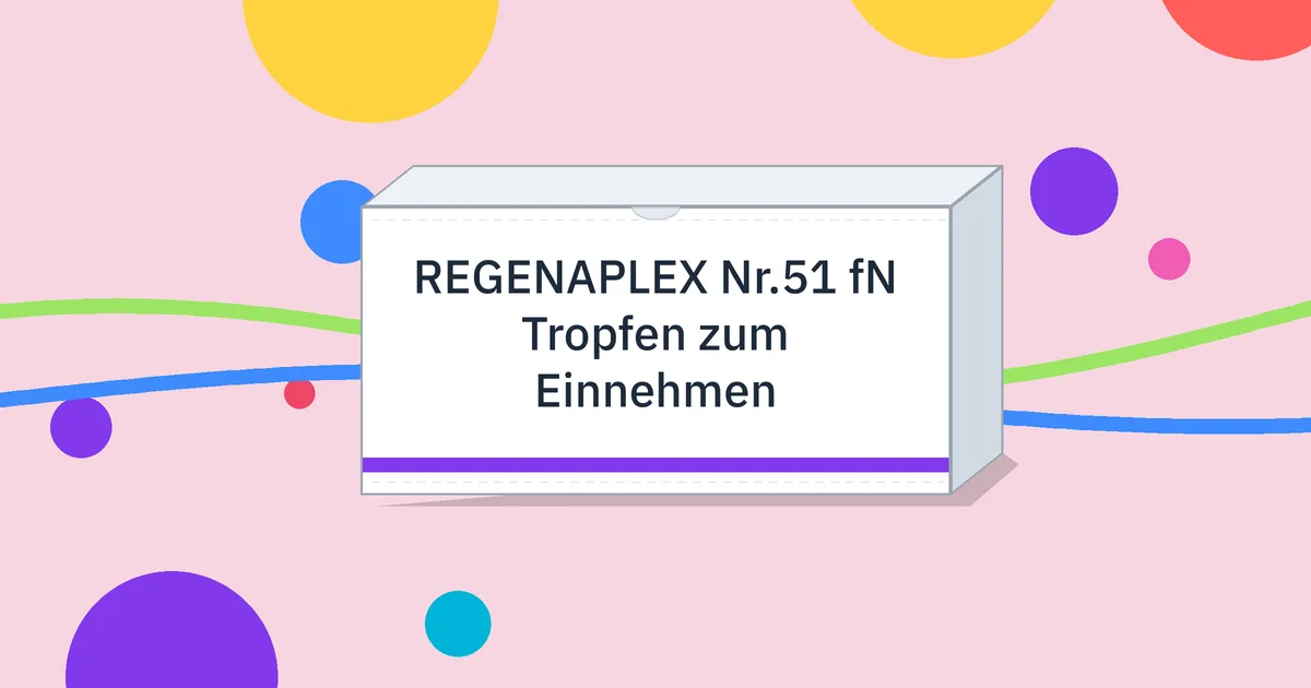 Symbolbild: Packung mit der Aufschrift REGENAPLEX Nr.51 fN Tropfen zum Einnehmen (PZN 03903518) – Verfügbarkeit und Bezug in Apotheken in Frankfurt am Main