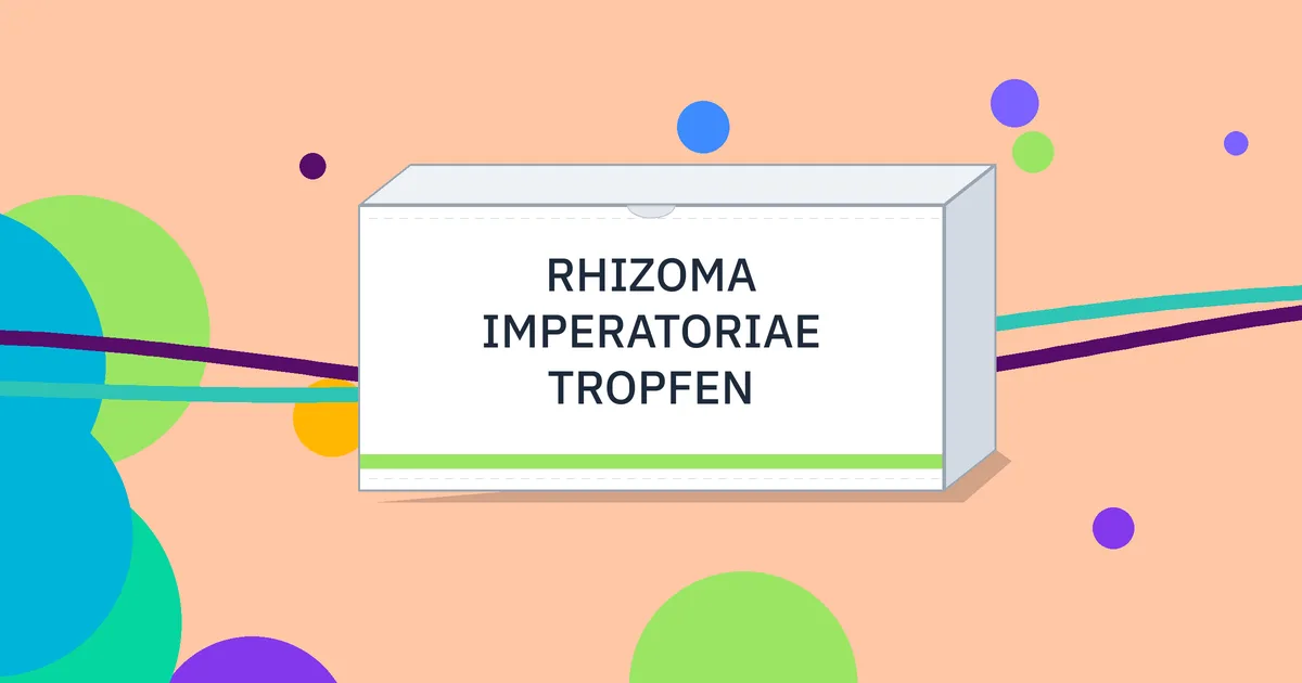 Symbolbild: Packung mit der Aufschrift RHIZOMA IMPERATORIAE TROPFEN (PZN 14127307) – Verfügbarkeit und Bezug in Apotheken in Frankfurt am Main