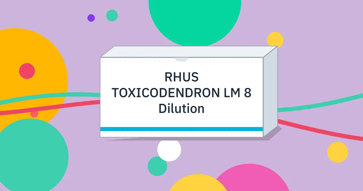 Symbolbild: Packung mit der Aufschrift RHUS TOXICODENDRON LM 8 Dilution (PZN 13053587) – Verfügbarkeit und Bezug in Apotheken in Frankfurt am Main