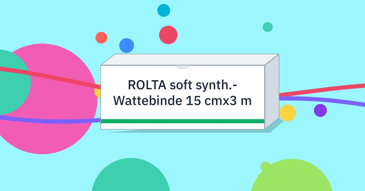 Symbolbild: Packung mit der Aufschrift ROLTA soft synth.-Wattebinde 15 cmx3 m (PZN 12578425) – Verfügbarkeit und Bezug in Apotheken in Frankfurt am Main